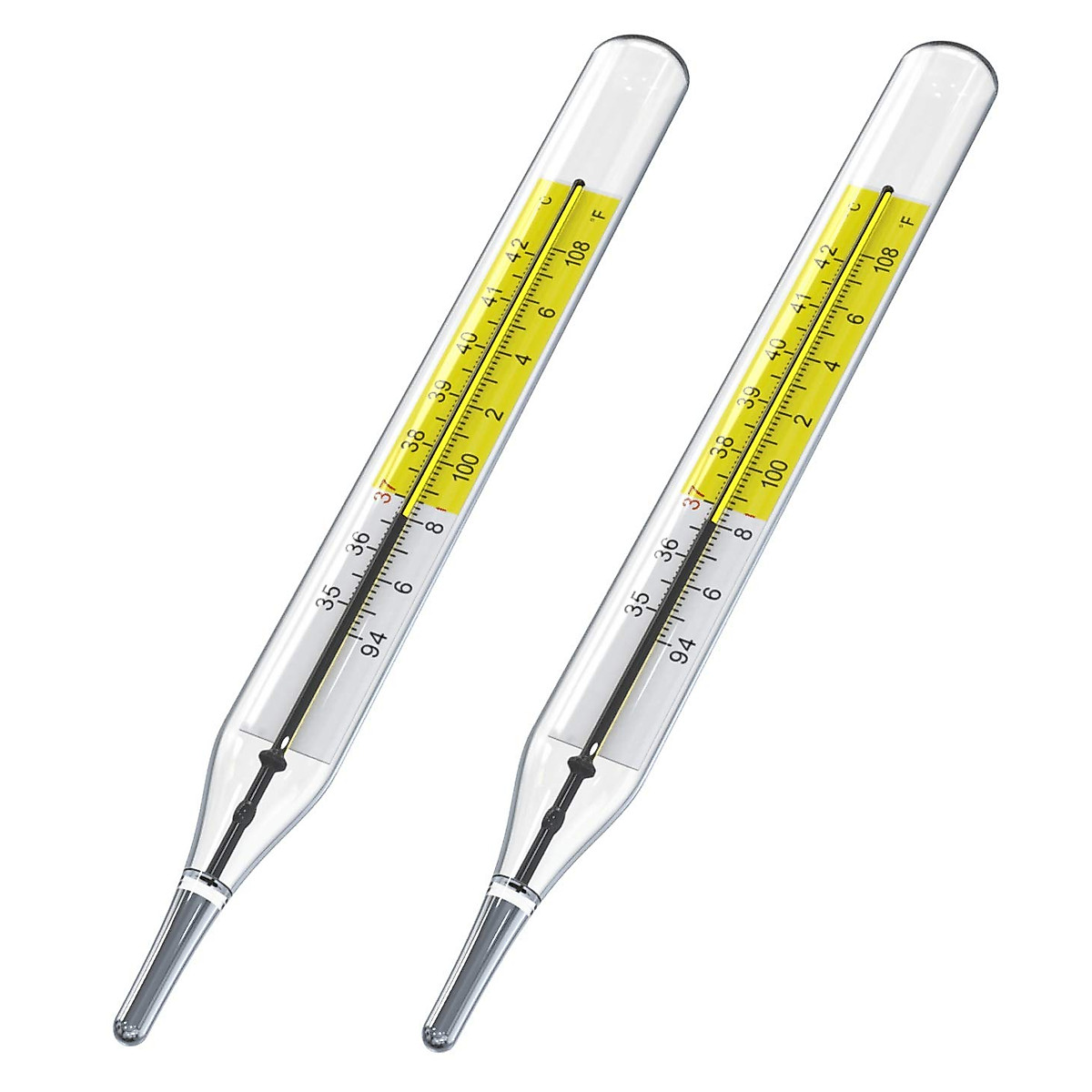 2pcs Glass Thermometer Mercury Free Clinlic Thermometer Traditional Thermometer Dual Scale Mercury Free C&F 2PK