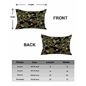 zzsunfeel Pillow Cases Linen Pillow Shams Camo Pillow Cases Set of 2 12x20 Inches Pillowcases Rectangle Cushion Covers Flax Soft Linen Pillow Covers for Couch Sofa