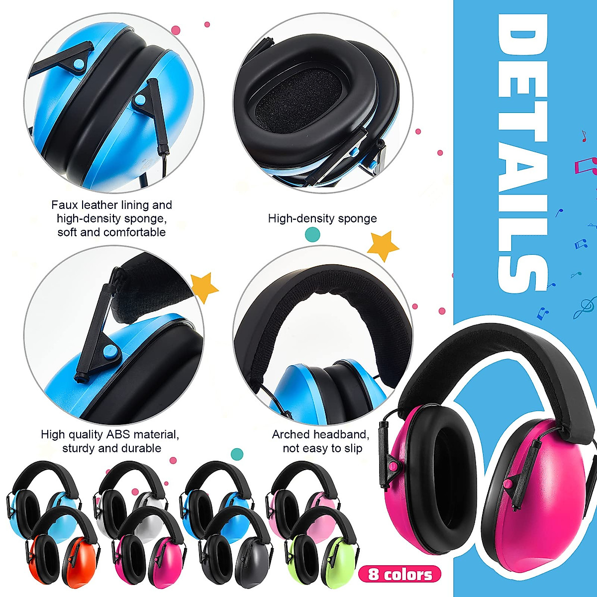 Amylove 12 Pcs Kids Noise Cancelling Headphones Bulk Ear Muffs Noise Protection 27dB Autism Sensory(Pretty Style)