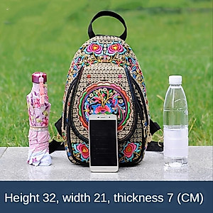 Kteubro Women's Mini Embroidery Backpack, Backpack With Detachable Strap, Multifunction Single Strap Chest Bag