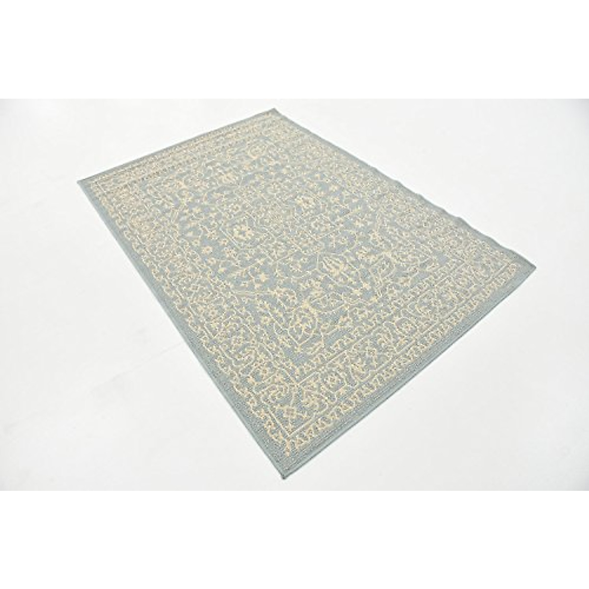 Unique Loom Botanical Collection Bohemian, Abstract, Traditional, Indoor and Outdoor Area Rug, 4' 0" x 6' 0", Light Blue/Beige