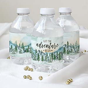 Little Adventurer Baby Shower Water Bottle Labels - Wilderness Adventure Themed Waterproof Labels -24 Stickers