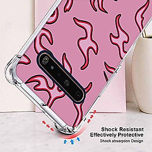 zaztify Compatible with LG V60 ThinQ/ThinQ 5G UW, Pink Spark Flame Fire Print Blaze Trendy Cute Pattern Shockproof Protective Anti-Slip Thin Slim Soft Clear Phone Case Cover Shell