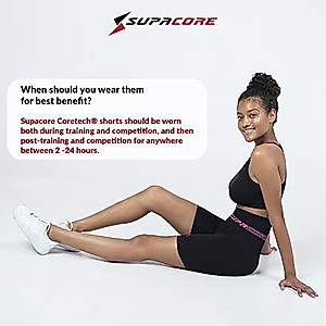 SUPACORE Women's Abdominal Support Postpartum Compression Shorts- Seamless, SI Belt Hip Stability, Joint Muscle Tummy Support Black