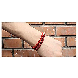 COLORFUL BLING Chinese Lucky Red String Bracelet Tibetan Buddhist Prayer Handmade Yoga Prayer Rope Mala Bracelet Adjustable Size Lucky New Year Jewelry Gifts for Women - 3pcs/set