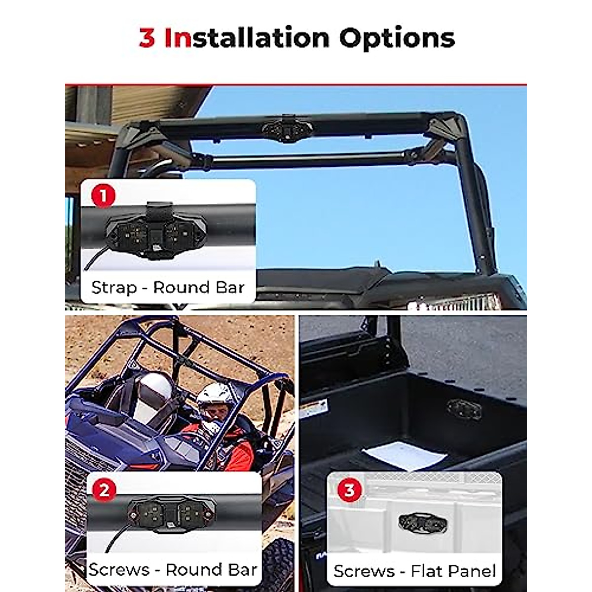 KEMIMOTO UTV Dome Light Vehicle Cab LED Light, White Bright Waterproof Solid Golf Cart Roll Cage Light SXS Light Bar, Compatible with RV Truck Tractor Polaris RZR Ranger Can Am Maverick X3 Defender