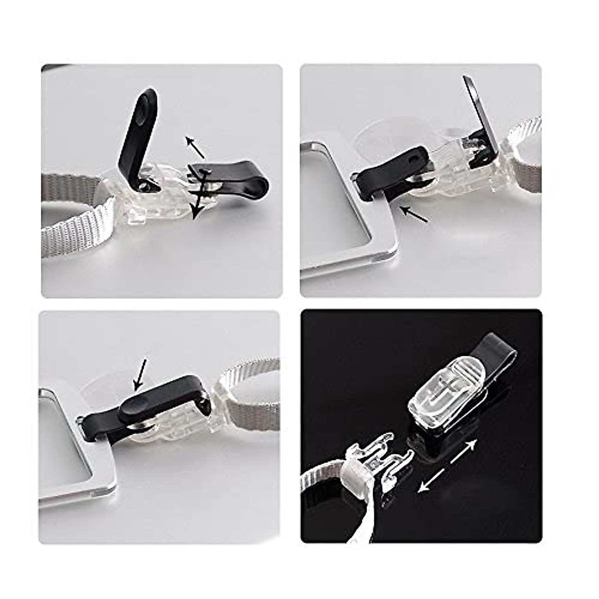 Aluminum Badge Holder with Detachable Neck Lanyard/Strap for ID Card, Working Card, Name Tag (Black)