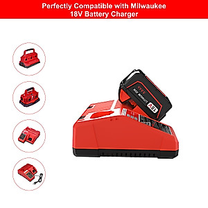 2Pack 5.0Ah 18V Lithium-ion Battery Replacement for Milwaukee M18 Battery, Replacement for Milwaukee M18 Cordless Power Tools 18V Batteries 48-11-1850 48-11-1840 48-11-1812 and 18 Volt Charger