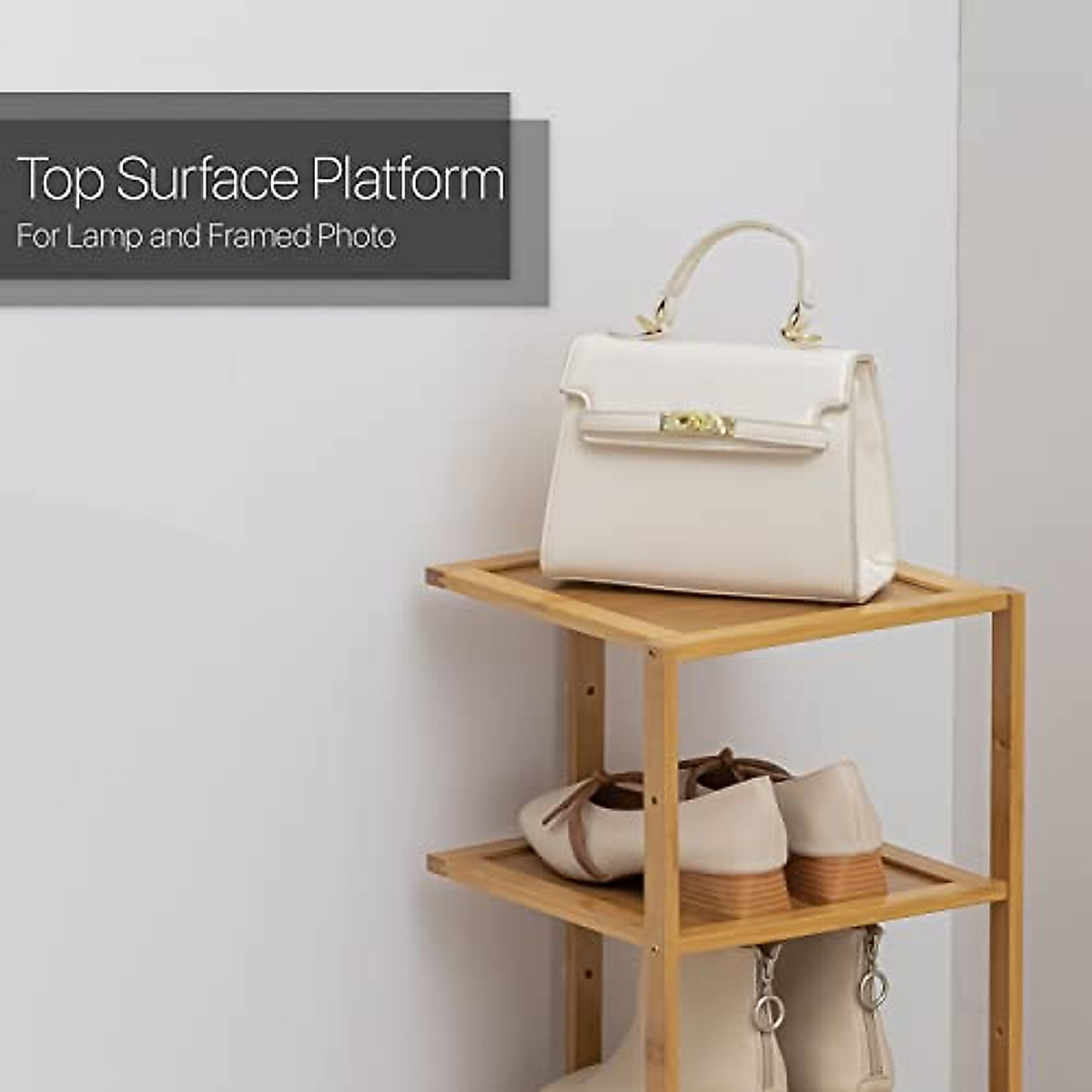 MoNiBloom Bamboo 4 Tier Narrow Shoe Rack Storage Space Saving Single Pairs Shoe Organizer for Small Spaces Corner Bedroom Hallway Entryway Balcony Patio for 6-10 Pairs, Natural