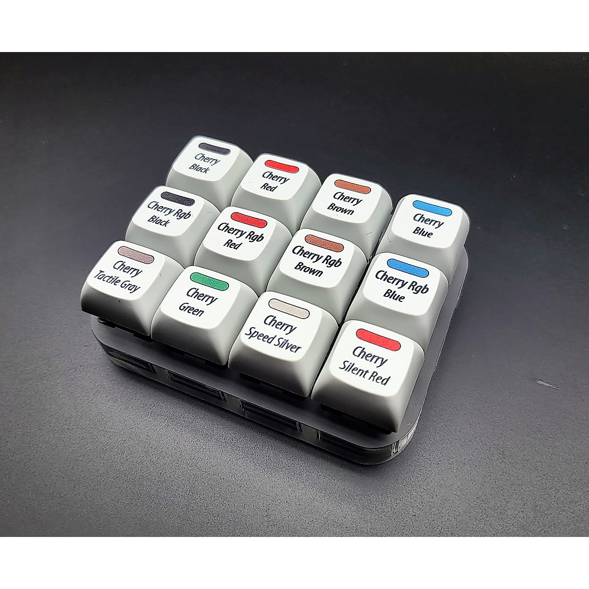 Max keyboard Cherry MX Switch Tester Switch Sampler Mechanical Keyboards 12-Key Switch Testing Tool (Printed PBT Keycaps with Cherry MX keyswtich Color Included)