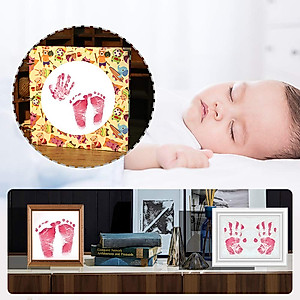 WEWESGAO Baby Handprint and Footprint Kit, Pet Paw Print Kit, Clean Touch Ink Pad for Newborn,Kids,Toddler and Pet with 2 Ink Pads and 4 Imprint Cards (Small, Pink)
