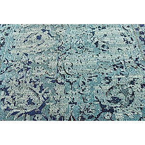 Unique Loom Medici Collection Vintage Botanical Traditional Light Blue Square Rug (8' 0 x 8' 0)