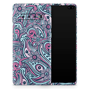 DesignSkinz Seamless Mint and Pink Sprout Protective Vinyl Decal Wrap Skin Cover Compatible with The Samsung Galaxy S20 (Screen Trim & Back Glass Skin)