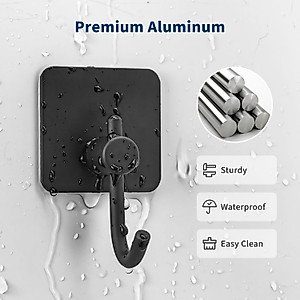 GWAAZXGZ Adhesive Towel Hooks for Bathroom- Black Sticky Hooks for Hanging Towel, Coat, Self Adhesive Hooks for Bathroom, Kitchen, Living Room, 4 Pack