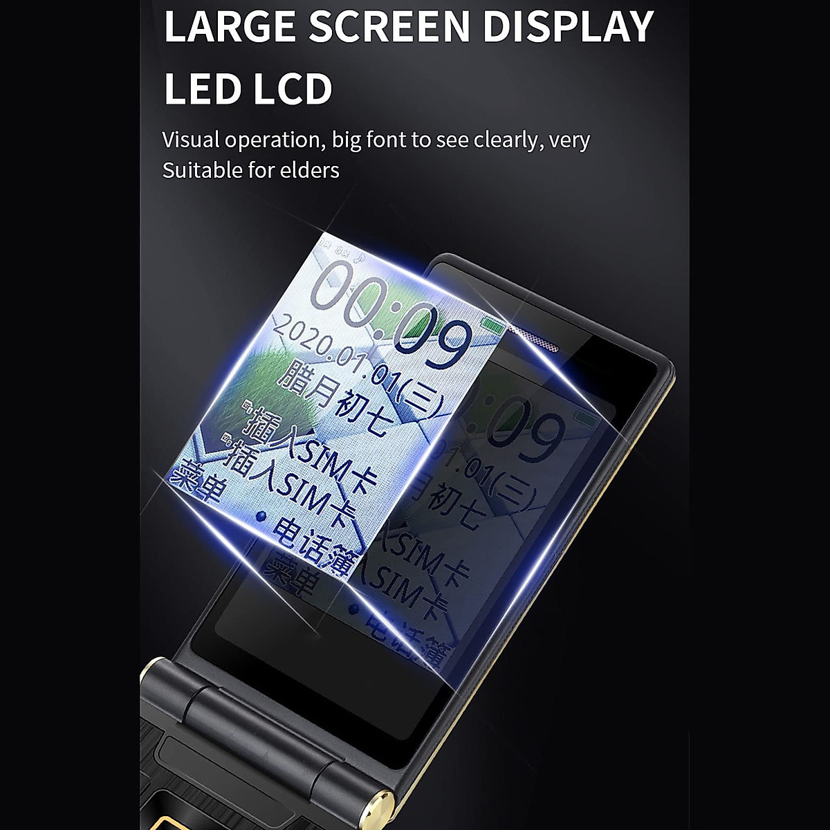 BROLEO Senior Cell Phone, Elderly Cell Phone Dual SIM Dual Standby 3 Inch 2G Network for Home (Tarnish)