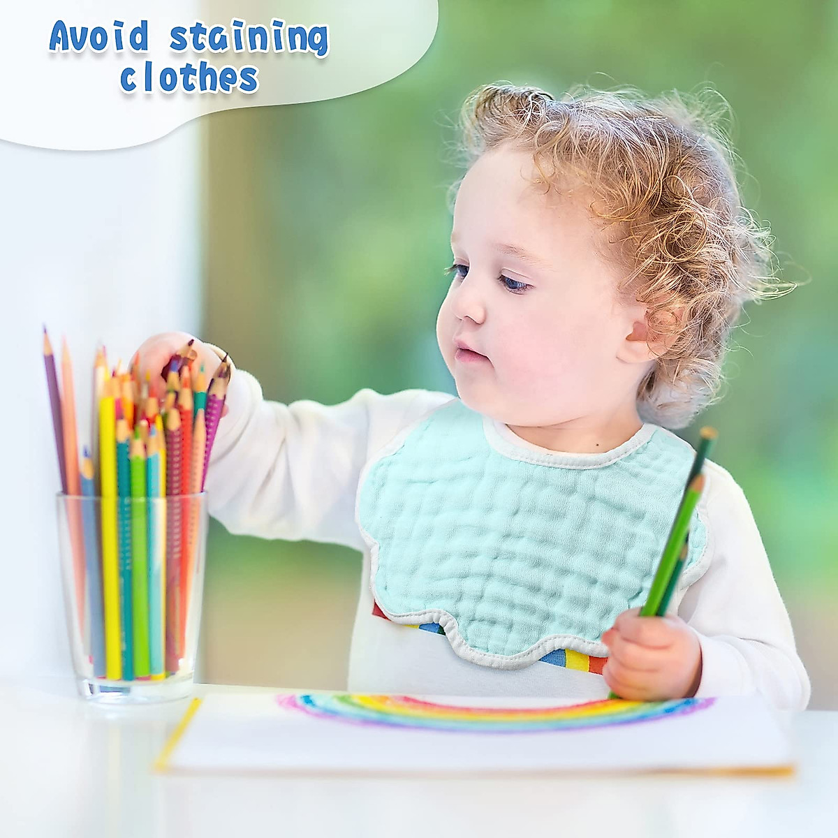 Zhanmai 15 Pieces Newborn Bib Baby Bandana Drooling Bibs 8-Layer Muslin Bibs Unisex Soft and Adjustable Absorbent Bibs for 0-12 Months Infant Toddlers Drooling and Teething, 5 Colors