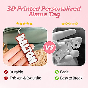 Custom Name Keychain Personalized, 3D Printed Personalized Name Keychains for Car Key, Backpack, Customized Key Chain for Women