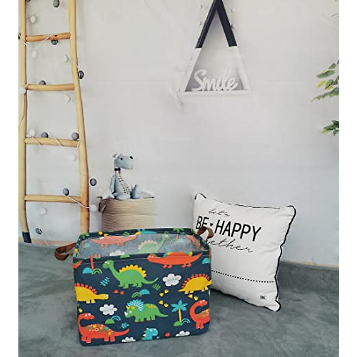 LEELI Laundry Hamper with Handles Collapsible Canvas Laundry Basket,Waterproof Storage Basket Home Organizer for Nursery,Clothes,Toys,Baby Hamper