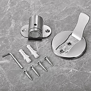 INIRET Silvery Floor Mount Door Stopper，Height-Adjustable Invisible Magnetic Door Stop,Door Catch/Stopper for Bottom of Door，Hold Your Door Open，with Adhesive No Drilling,for Home Office Bedroom