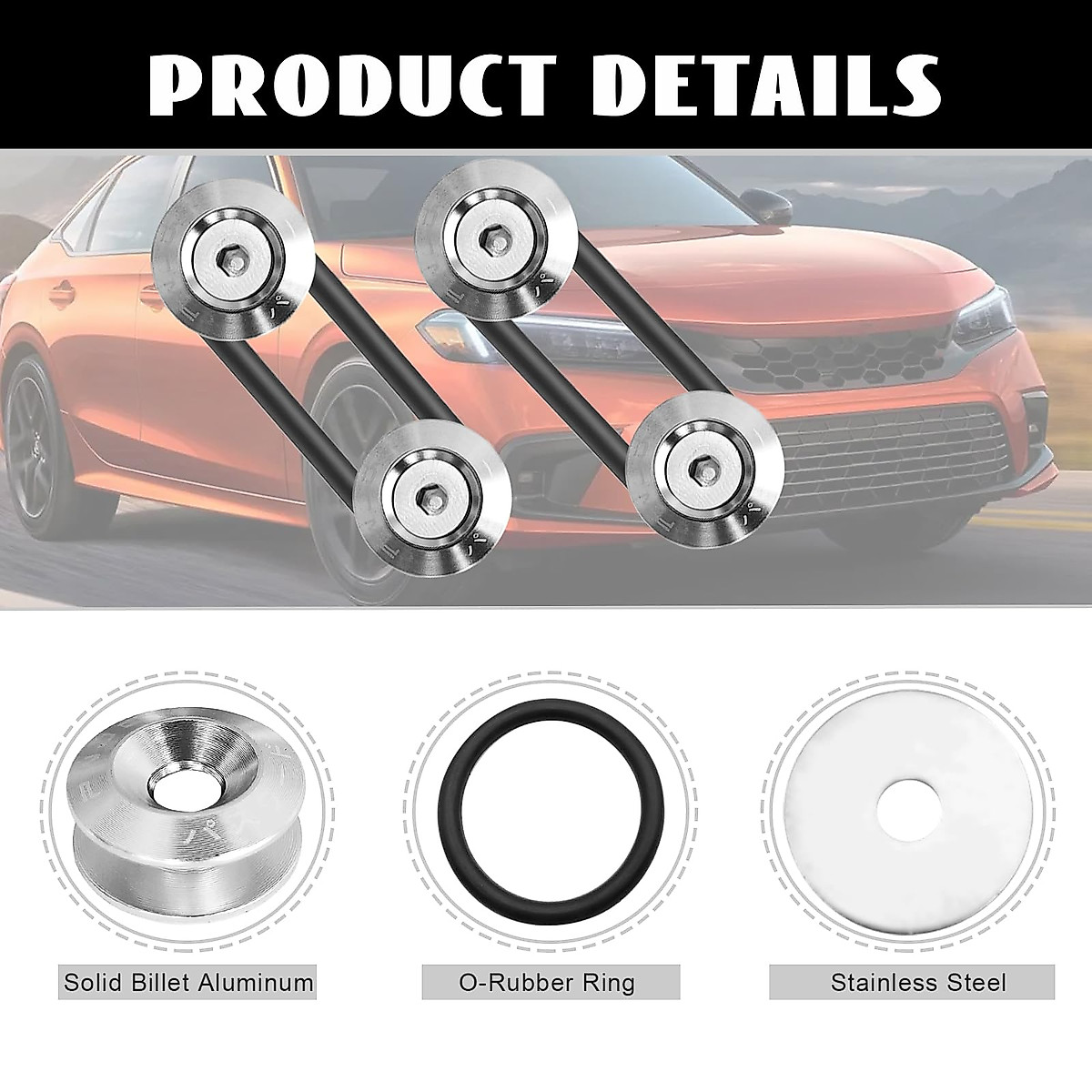 NTNEV Bumper Quick Release Fasteners Kit, Quick Release Trunk Front Rear Bumper, Universal Car Bumper Trunk Fender Hatch Lid (Silver)