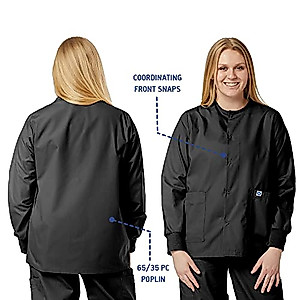 SPECTRUM UNIFORMS Scrub Jackets Doctor Lab Coat -Crew Neck Tops Unisex Soft Fabric Ideal | Medical Professionals, Hospital and Lab Work Wear Black