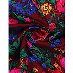MJ SERECA Acrylic Bandana Printed Hair Scarf Square Ukrainian Head Scarf Floral Babushka Neck Scarf for Women 30"/42"/60" (3 Pack-A 30")