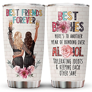 34HD Best Friend Tumbler with Lid, 20oz Insulated BFF Drinking Cup, Another Bonding Year Coffee Mug, Best Friends Gifts, Bestie Gifts for Birthday Mothers Day Christmas