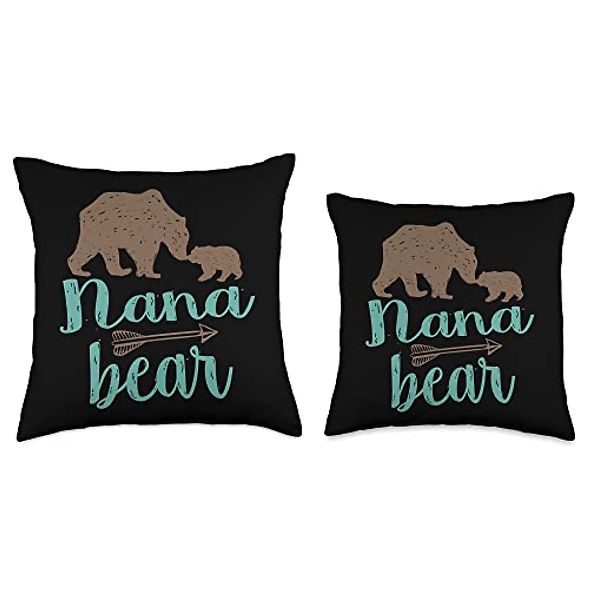 StudioMetzger Cute Nana Bear Matching Family Trendy Arrow Throw Pillow, 18x18, Multicolor