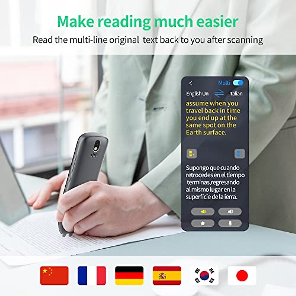 SVANTTO Pen Scanner, Text to Speech Device for Dyslexia, OCR Digital Highlighter Pen Reader, Exam Reading Pen for Students, Wireless Poliglu Language Translator Device