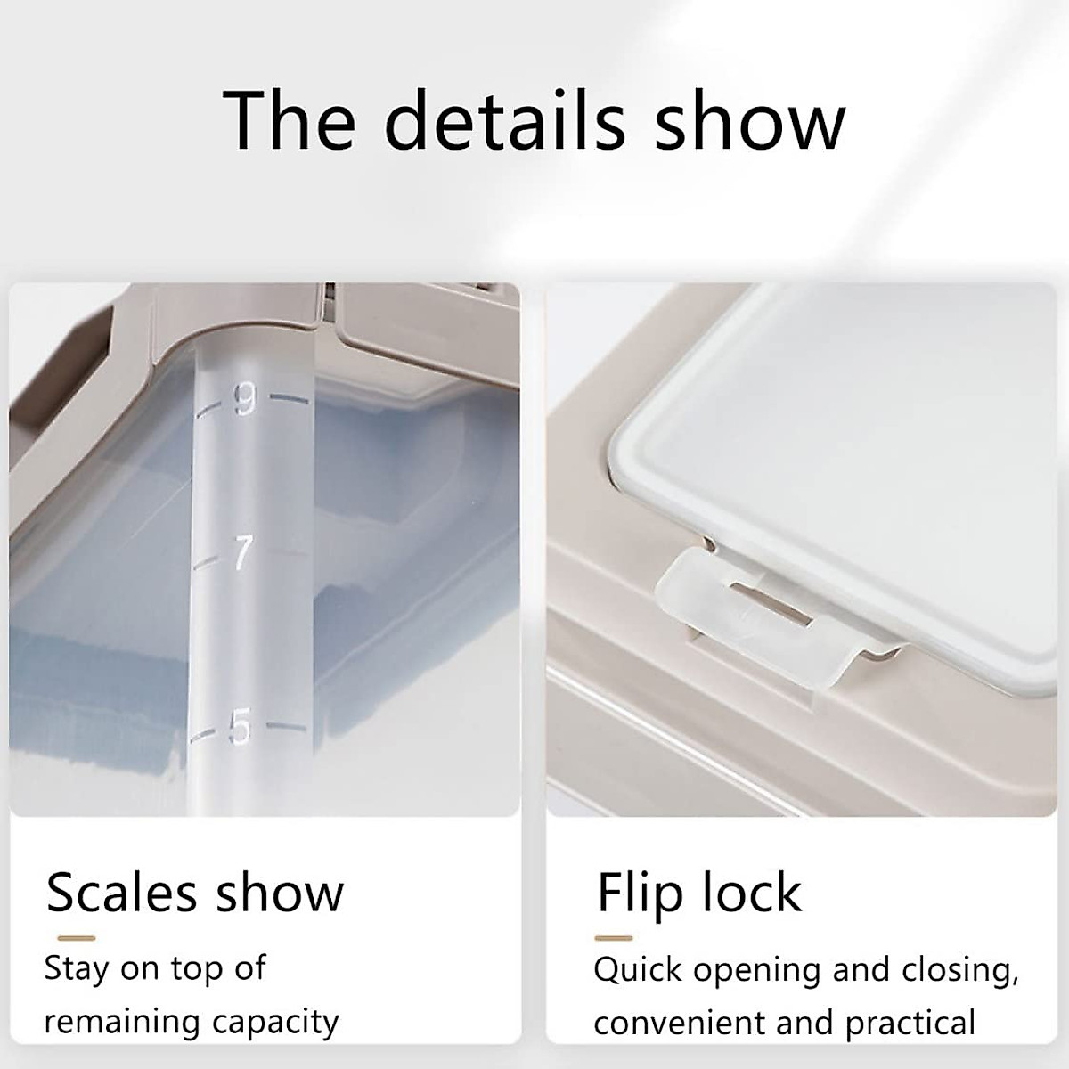 BVSPA Ingredient Storage Bin Container 10kg Rice Dry Food Sealed on Wheels with Lid Measuring Cup