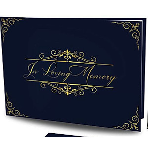 Funeral Guest Book, Memory Book Set, Funeral Sign in Guest Book, 285 Guest Entries with Name and Address, 9" 7" Golden Foil Guest Memorial Book, Loving Memorial Guest Sign in Book.