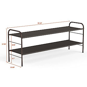 Coonoor 2-Tier Long Shoe Rack Storage for Wide Shoe Shelf Organizer,Bronze