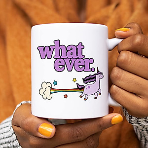 Whatever Sarcastic Sassy Unicorn Mug, Funny Novelty Cup for Women Men Friend Coworker Daughter Mom (11oz)