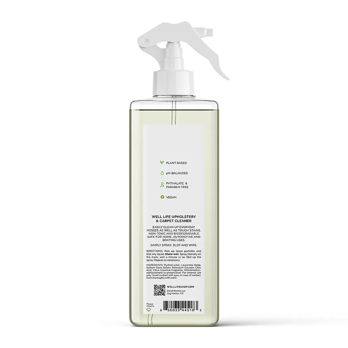 Well Life Plant-Based Upholstery & Carpet Cleaner - Cleans Daily Dirt, Grime, Great for Dog and Cat Owners, Homes with Small Children