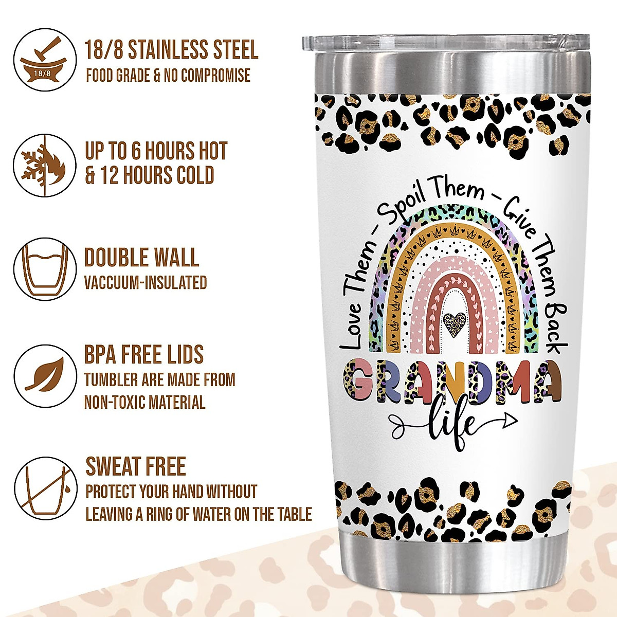TEEZWONDER Gifts For Grandma, Birthday, Christmas, Mothers Day, Thanksgiving Gifts For Women, Nana, Grandma Gifts Idea, First-time New Grandma Gifts, 20 Oz Stainless Steel Tumbler For Women