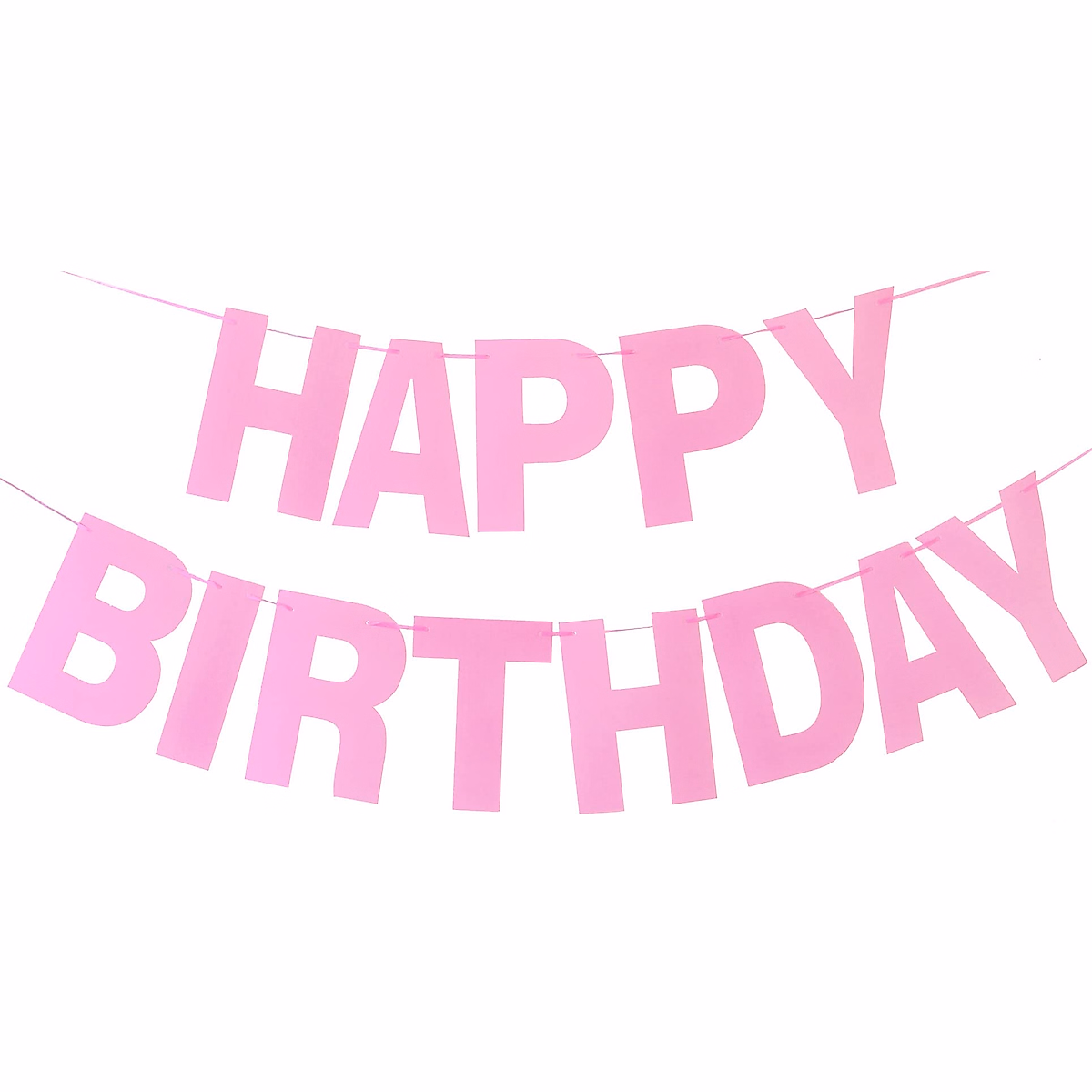 Prestrung Pink Happy Birthday Banner - Pink Happy Birthday Sign Garland Bunting Party Banner, Pink Birthday Decorations for Girls & Women