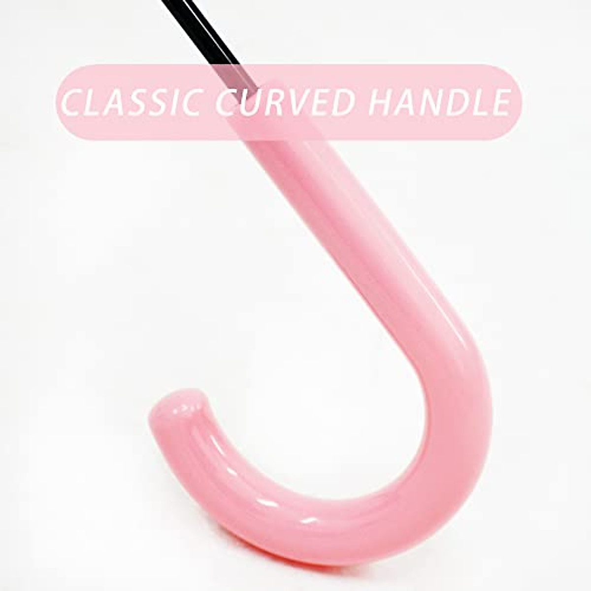 Kung Fu Smith Pink Flower Clear Bubble Umbrella for Kids Girls and Women, Auto Open Cherry Blossom Stick Rain Umbrella