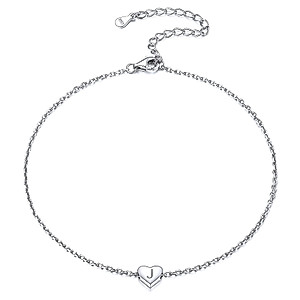 ChicSilver 925 Sterling Silver Bracelets for Women Initial Charm Bracelet with Heart Bracelet for Women Mom Bracelet Gift for Mother