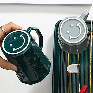 QZ.HAYC Porcelain Tea Set Tea Cup Tea Cup Set Coffee Cup Tea Cup 6-Piece Set (Including Storage Rack) Afternoon Tea Set, Ceramic Coffee Cup, Latte Cup (Six Color Cups)