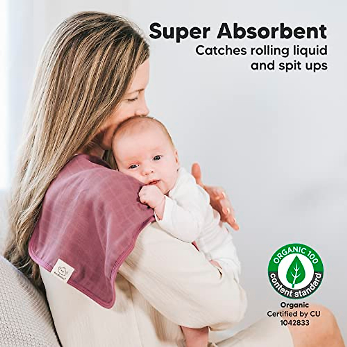 5-Pack Muslin Burp Cloths for Baby Boys, Girls - Organic Baby Burp Cloths, Burp Clothes for Baby Girl, Boy, Neutral Burp Cloths, Burping Cloths for Babies, Burp Rags, Bamboo Cotton Burp Cloth (Corals)