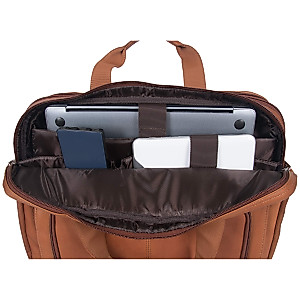 Kenneth Cole Reaction Manhattan Colombian Leather Briefcase Expandable RFID 15.6" Laptop Portfolio Shoulder Bag, Cognac, One Size
