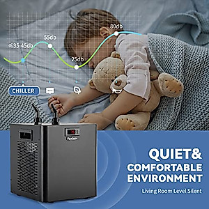 Poafamx Aquarium Chiller 79Gal 1/3 HP Water Chiller for Hydroponics System Home Use Axolotl Fish Coral Shrimp 110V with Pump and Pipe