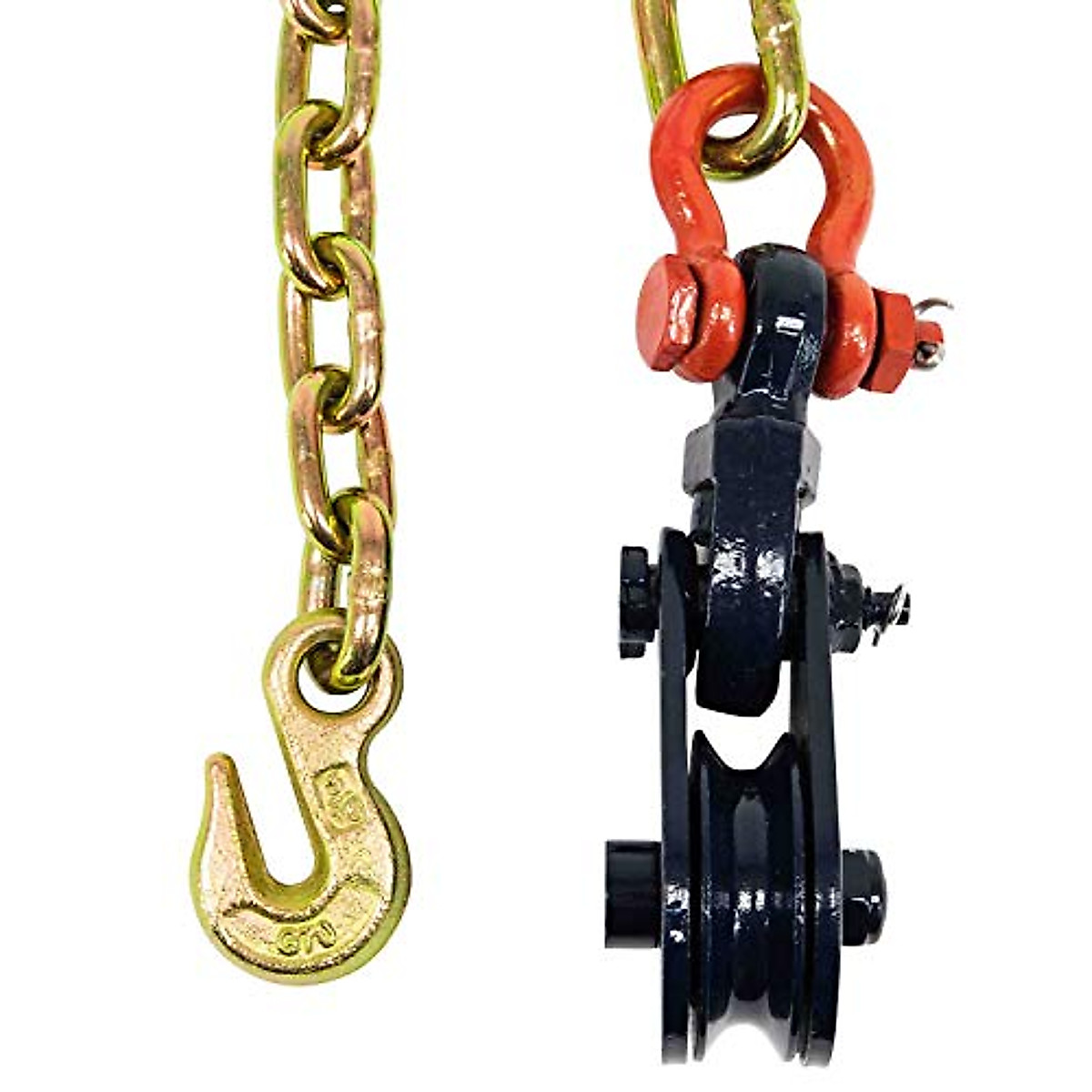 Mytee Products 2 Ton Snatch Block with Chain Flatbed Tow Truck Rollback Wrecker Car Carrier Cable