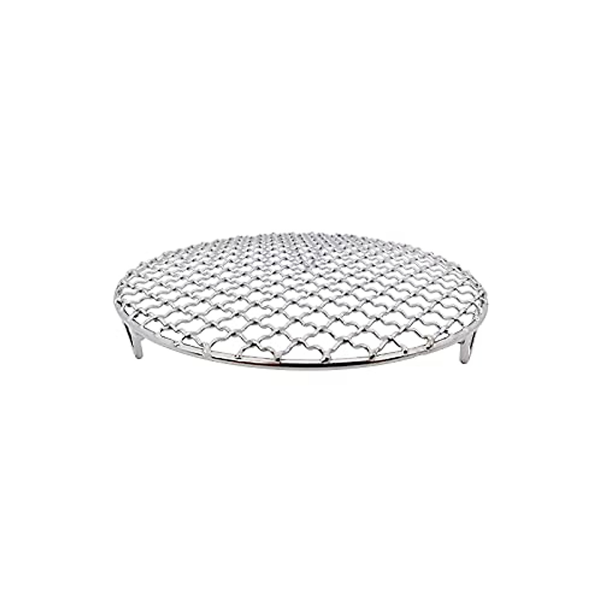 Chris-Wang 1Pack Multi-Purpose Round Stainless Steel Cross Wire Steaming Cooling Barbecue Rack/Carbon Baking Net/Grill/Pan Grate with Legs(6.5Inch Dia)