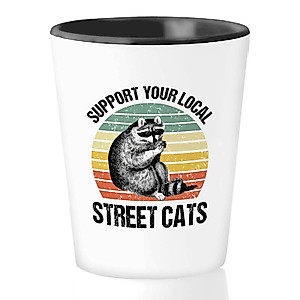 Bubble Hugs Pet Owner Shot Glass 1.5 oz - Support Your Local Street Cats - Sarcasm Trash Panda Racoon Cat Lover Funny Animal Scotish Kitty British