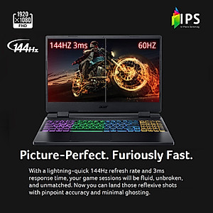 Acer Nitro 5 AN515-58-725A Gaming Laptop | Intel Core i7-12700H | NVIDIA GeForce RTX 3060 GPU | 15.6" FHD 144Hz 3ms IPS Display | 16GB DDR4 | 512GB Gen 4 SSD | Killer Wi-Fi 6 | RGB Keyboard