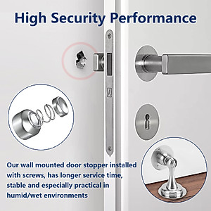 Door Stopper,4Pack Magnetic Door Stop,Stainless Steel Magnetic Door Catch,3M Double-Sided Adhesive Tape No Need to Drill,Brushed Nickel Screws for Stronger Mount,Keep Your Door Open(Silver)