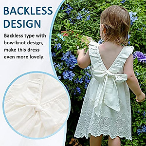 Zanie Kids Toddler Girl Dress Backless Baby Infant Ruffle Sleeve Playwear Bowknot Outfits Summer White 18-24 Months
