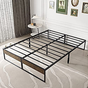 HOMWAYART Queen Bed Frames with Decorative Wood Panel, Storable High Platform Reinforced Steel Slats Support, Easy Assembly, Sturdy, No Box Spring Needed (Mahogany, Queen)