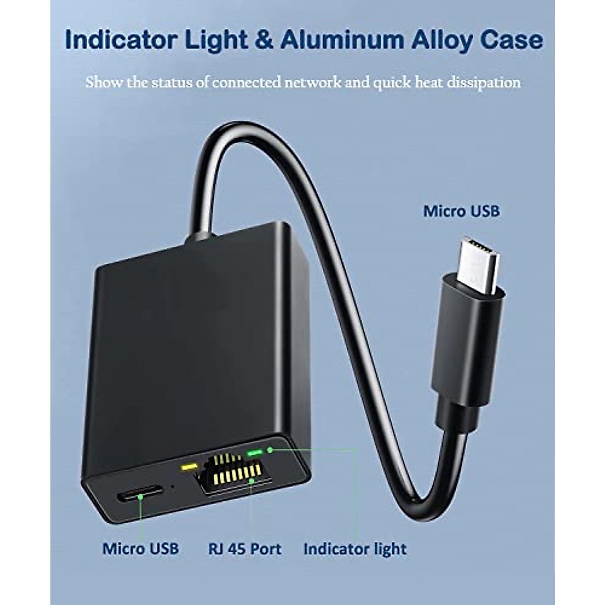 【Upgrade with Indicator】 Ethernet Adapter for Fire TV Stick, ZEXMTE Fire Stick Ethernet Adapter, Micro USB to RJ45 Ethernet Adapter, Compatible with Fire Stick 4K, Chromecast Ultra Audio Etc